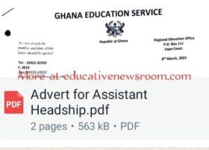 GES Advertise For Assistant Headmaster/ Headmistress At Regional Level ...