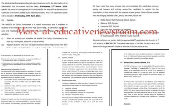 WAEC Statement About 2023 BECE Registration And Examination Dates For ...